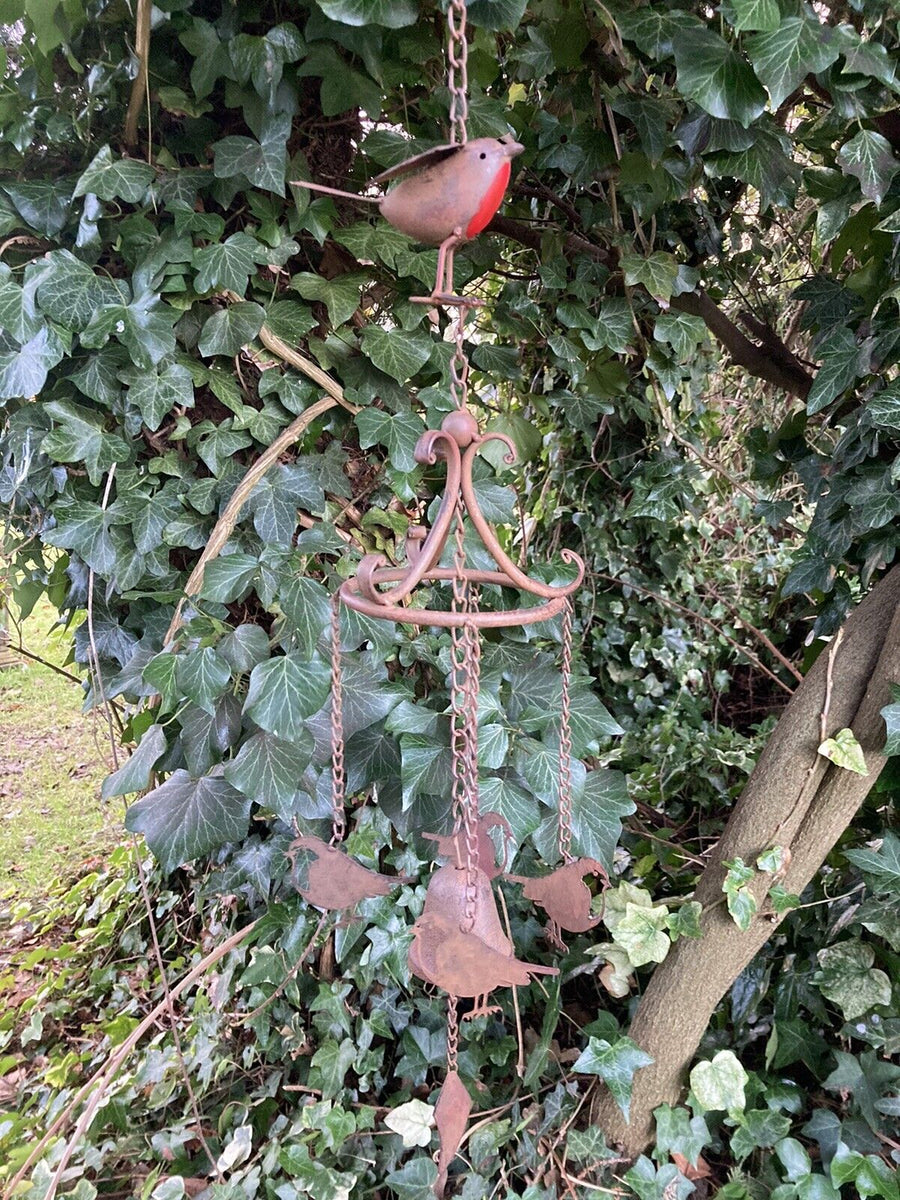 METAL HANGING ROBIN WIND CHIME BELL GARDEN ORNAMENT DECOR – Ferney ...