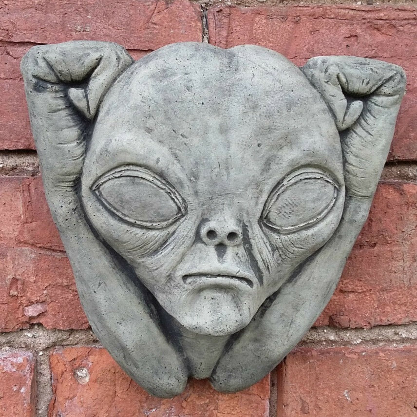 STONE GARDEN UGLY ALIEN FACE WALL PLAQUE ORNAMENT – Ferney Heyes Garden ...