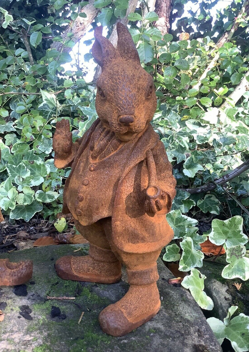 CAST IRON PAIR RUSTY MR RABBIT & RATTY GARDEN ORNAMENTS – Ferney Heyes ...
