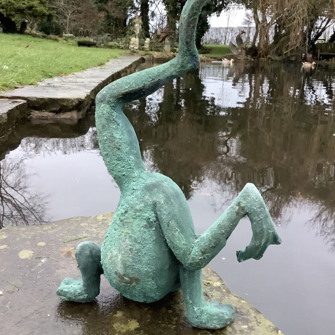METAL CAST IRON VERDIGRIS FROG GARDEN ORNAMENT STATUE – Ferney Heyes ...