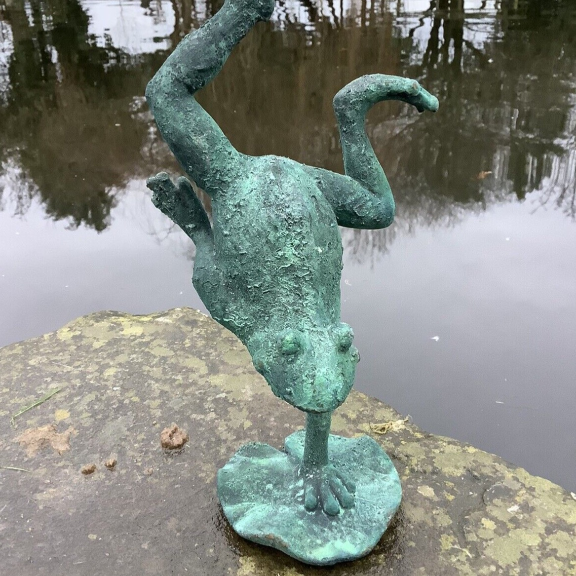 METAL CAST IRON VERDIGRIS FROG GARDEN ORNAMENT STATUE – Ferney Heyes ...