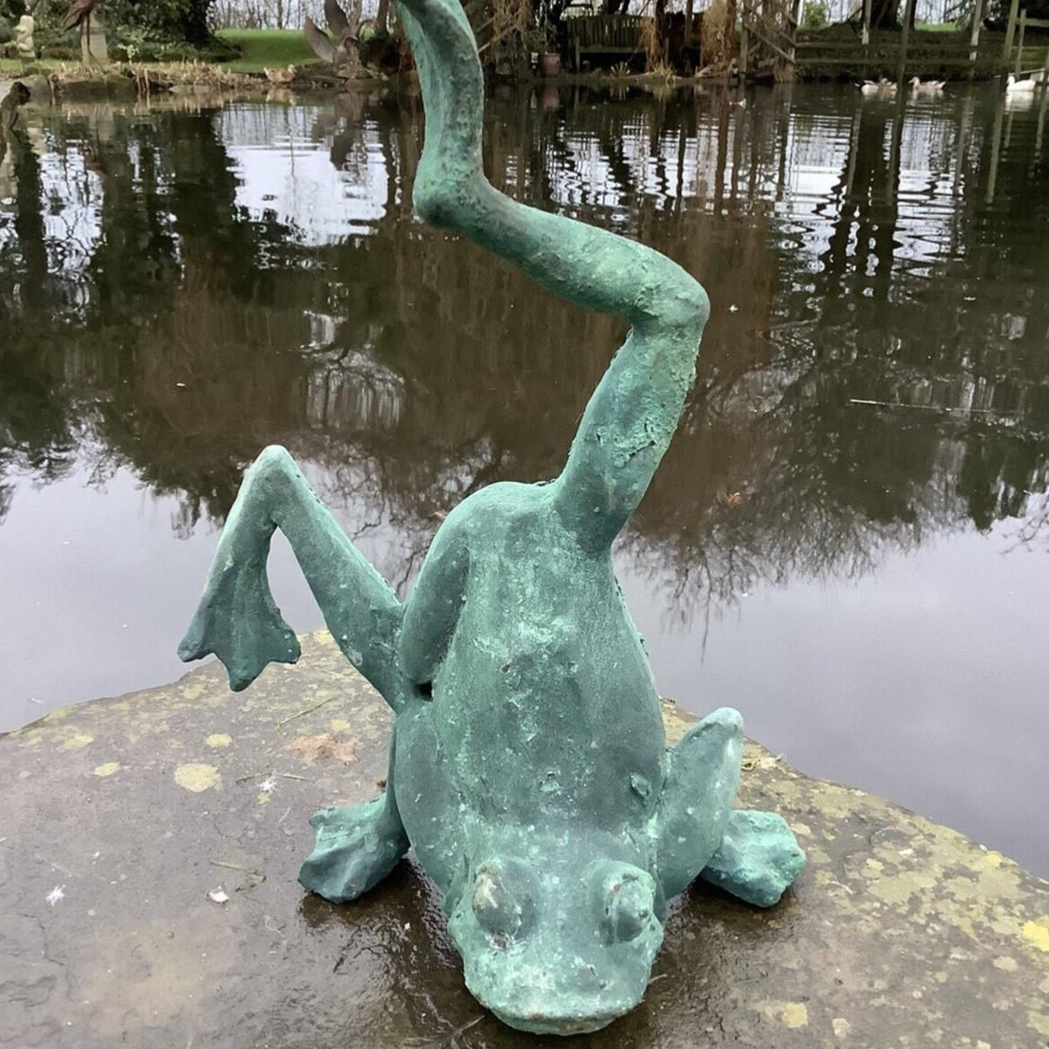 METAL CAST IRON VERDIGRIS FROG GARDEN ORNAMENT STATUE – Ferney Heyes ...