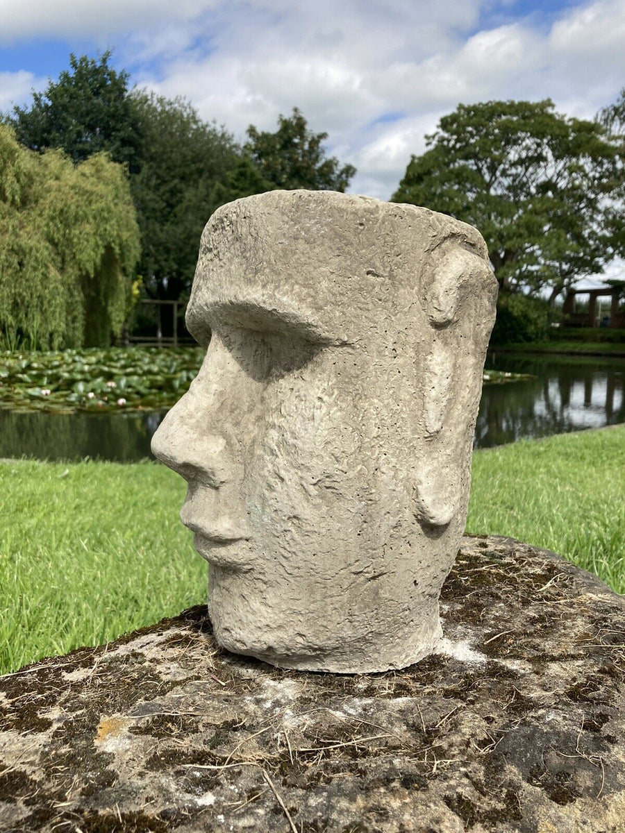 STONE GARDEN EASTER ISLAND MOAI HEAD TIKI PLANTER POT ORNAMENT – Ferney ...