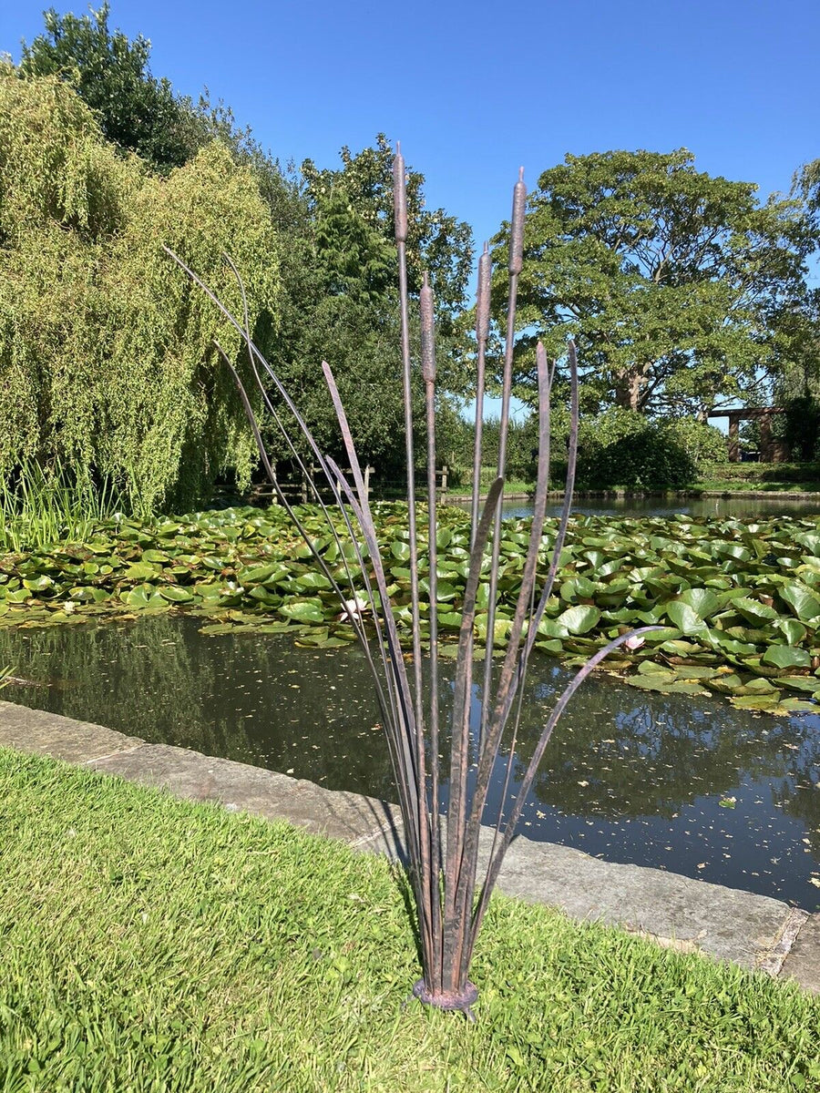 PAIR OF METAL GARDEN BULRUSH PLANT STAKES POND ORNAMENTS – Ferney Heyes ...